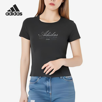Adidas/阿迪达斯正品2025女士日常圆领套头透气休闲短袖KC4716