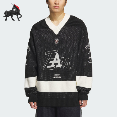 Adidas/阿迪达斯正品2025秋季款男士日常宽松V领针织套头衫KF4467