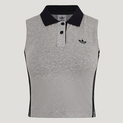 Adidas/阿迪达斯三叶草女士透气翻领针织POLO领无袖背心T恤KY5694