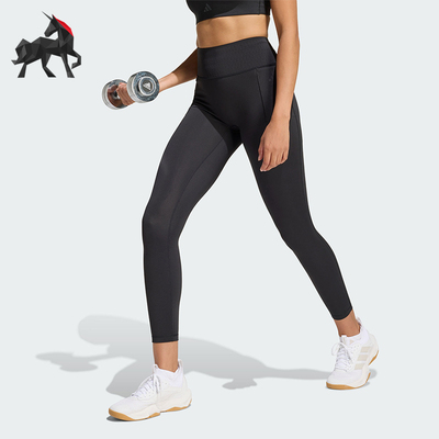 Adidas/阿迪达斯正品OPTIME新款女黑色紧身经典运动九分裤JZ1271