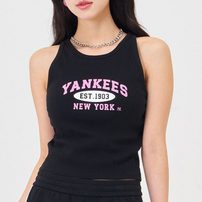 MLB正品夏季女士透气经典字母印花时尚无袖背心3FTKV0243-50BKS
