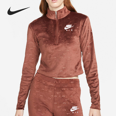 Nike/耐克正品女士满印Logo印花字母立领短款长袖DD5444-273