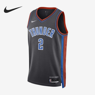 Nike耐克正品NBA城市版男女速干印花雷霆队球衣背心DO9604-060