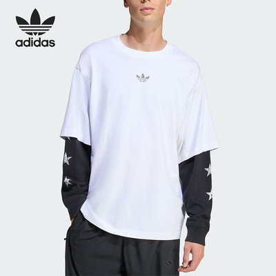 Adidas/阿迪达斯正品三叶草男士日常圆领套头拼接长袖上衣KF1868