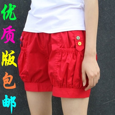 2025新款加大码纯棉短裤夏女韩版胖mm休闲灯笼热裤宽松紧高腰显瘦