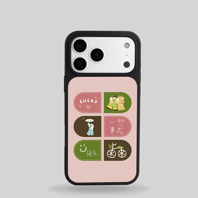 ins风复古插画黑边玻璃磁吸适用苹果小米iPhone18promax手机壳1716pro小米1517Pro华为mate80p90三星S25防摔