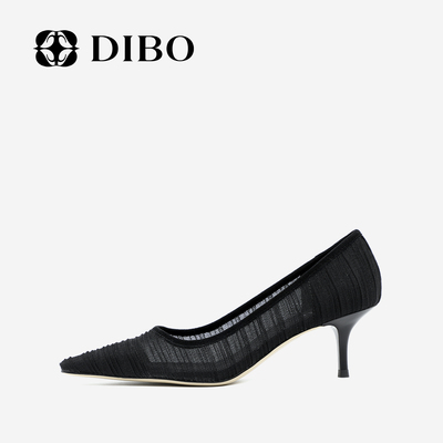 DIBO碲铂黑色尖头高跟鞋女
