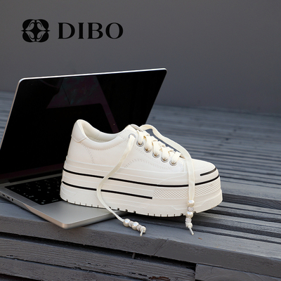 DIBO碲铂厚底板鞋真皮休闲鞋女
