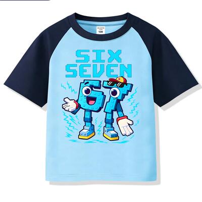 Steal a Brainrot衣服夏季儿童男游戏偷走脑红67Six Seven短袖t恤