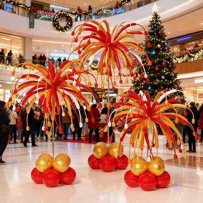 元旦新年烟花立柱气球装饰