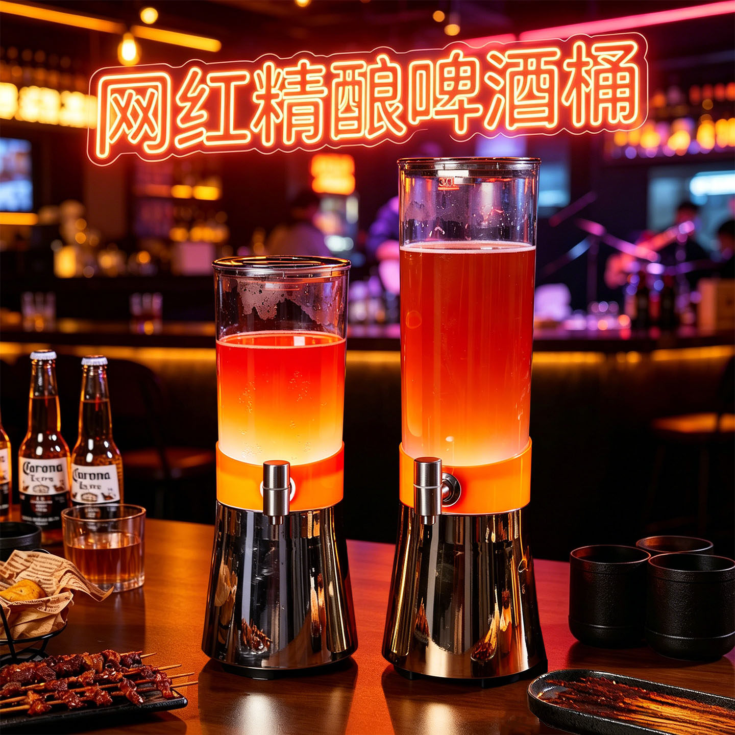 酒炮3升酒吧发光精酿啤酒桶带龙头网红2L可乐桶烧烤档扎啤桶容器
