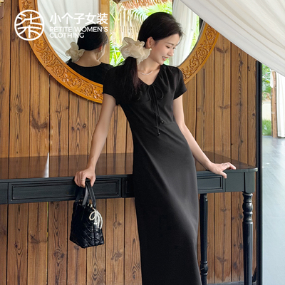 柒量一裁小个子黑色连衣裙女