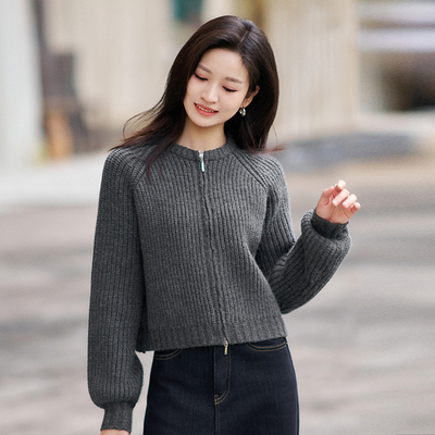 柒量一裁小个子灰色季新款开衫