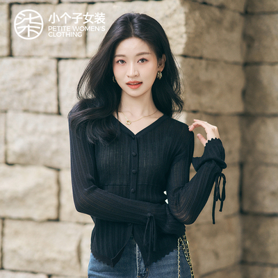 柒量一裁小个子黑色针织开衫