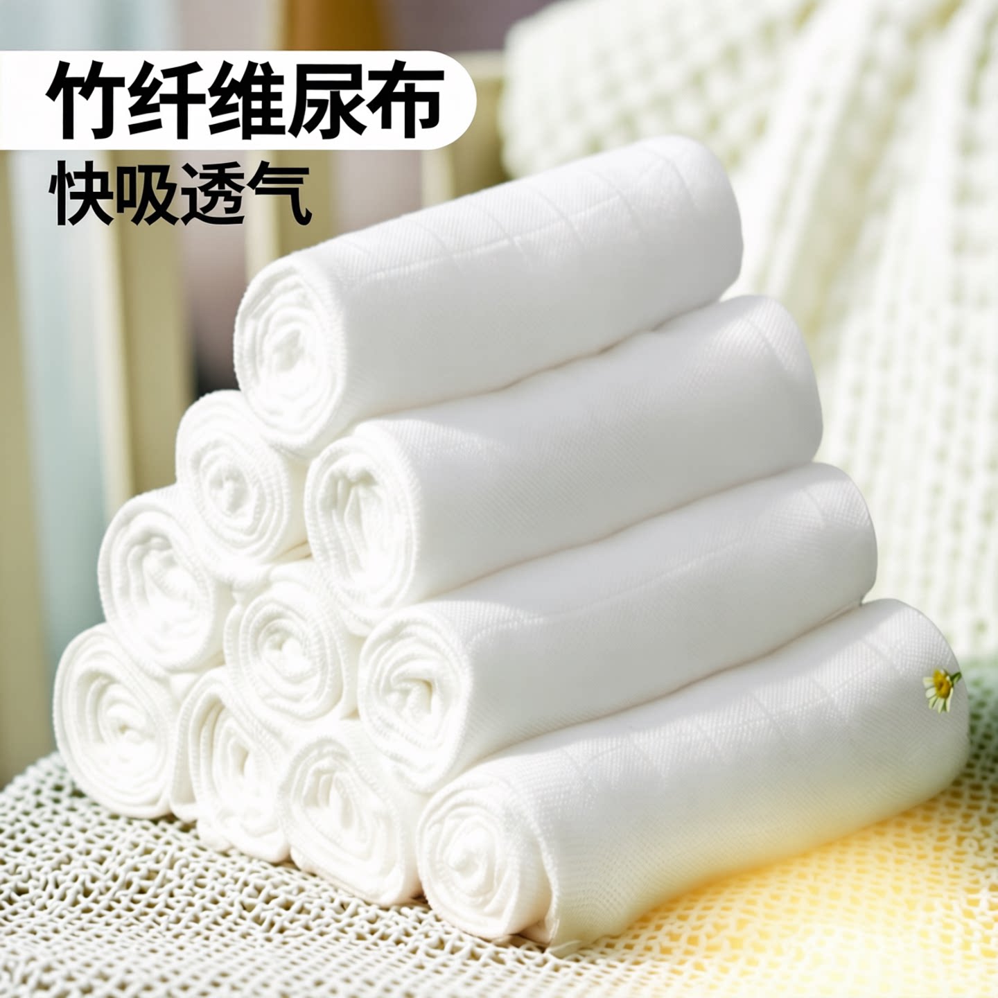贝贝叶纱布尿布纯竹可洗新生婴儿介子宝宝专用全棉尿片芥子尿戒子