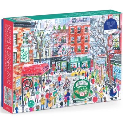 正品包邮美国Galison进口益智拼图1000片格林威治圣诞节小镇86099