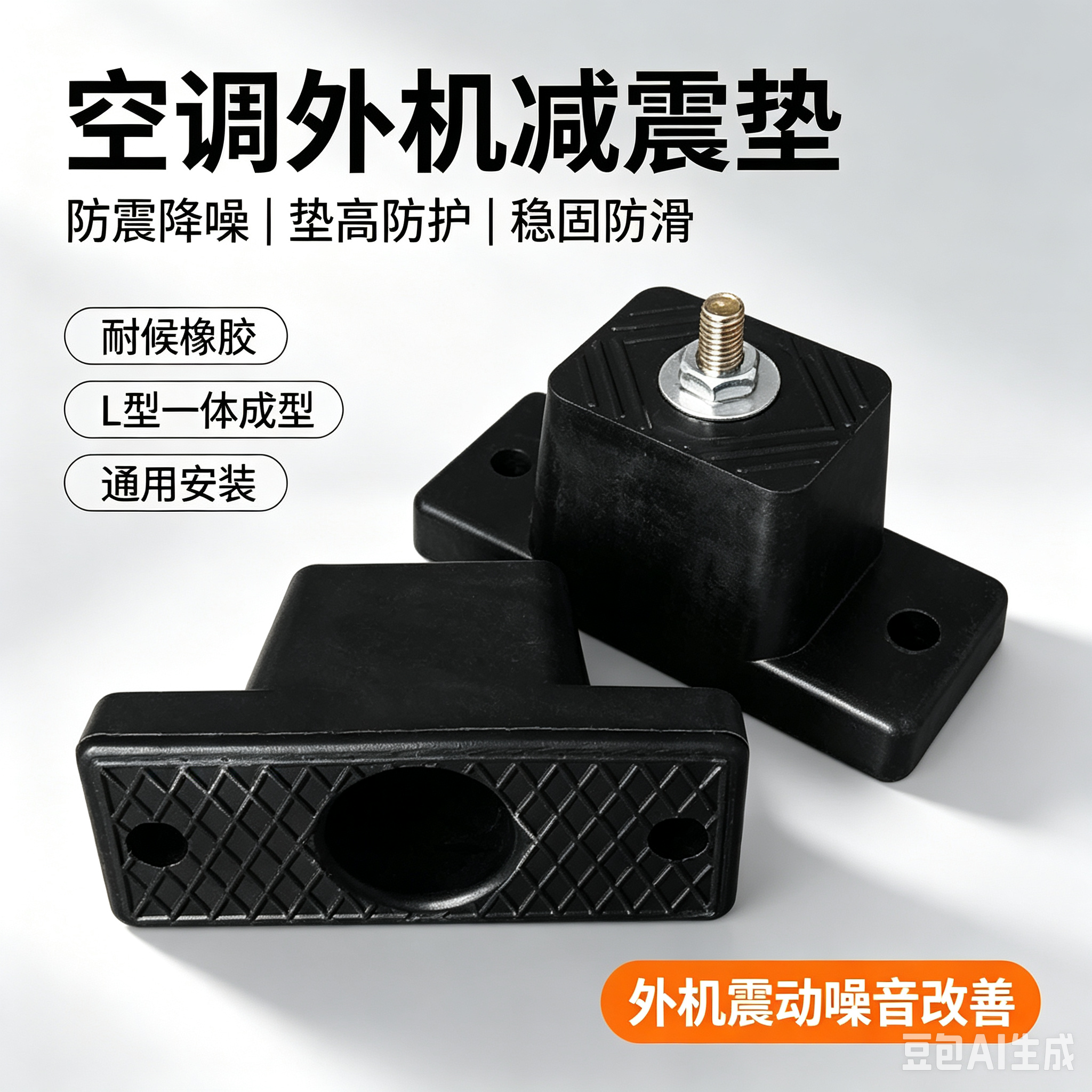 空调底座减震垫外机噪音降噪1匹1.5匹2匹3匹5匹通用支架隔音橡胶P