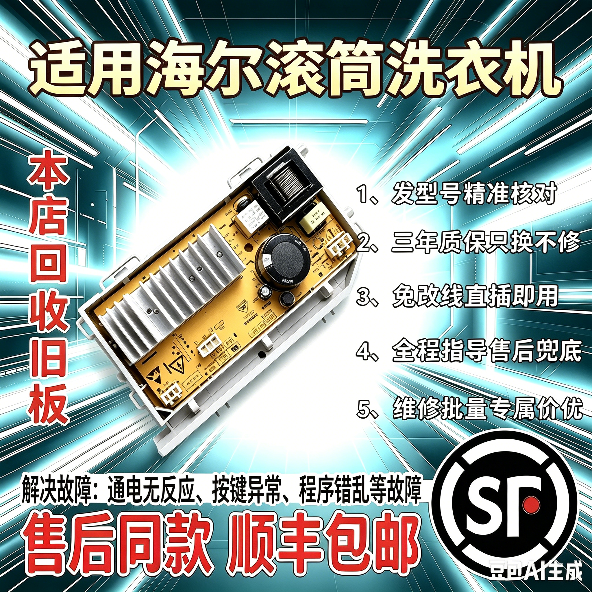 适用海尔滚筒洗衣机电脑版控制主板电源0021800035电机驱动板