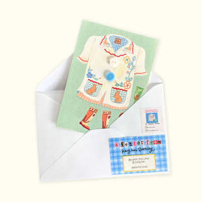 韩国正品a letter from 刺绣衬衫纽扣留言写信折叠卡片信封套装