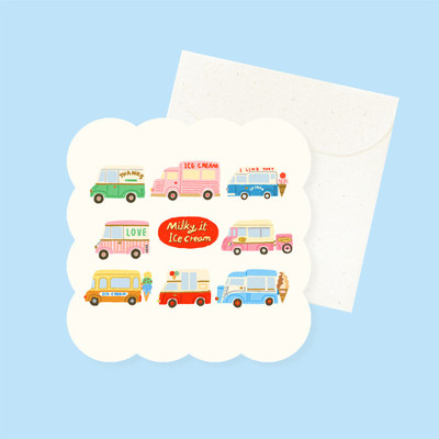 韩国正品a letter from 冰淇淋车留言写信告白卡片明信片信封套装