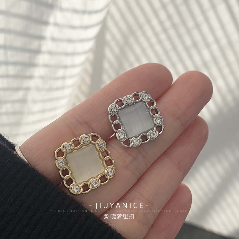 晓梦方形镶钻金属纽扣毛衣开衫扣小众设计西装外套扣子高级感百搭