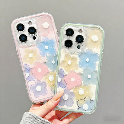 晕染多彩线条花朵新款适用苹果17Pro手机壳iPhone16max小米17华为mate80pura80k90note15荣耀500x300vivos50