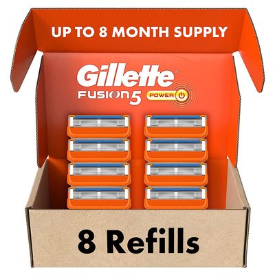 美国代购Gillette Fusion5 Power Mens Razor Blade Refills, 8 C