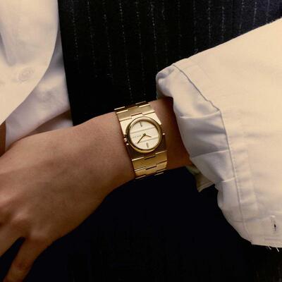 代购BREDA SYNC 18K镀金表壳简约小众手表女钢带复古气质休闲石