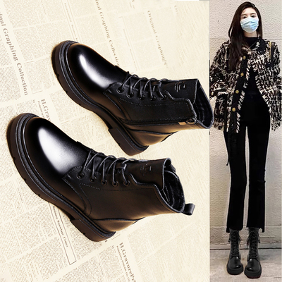 真皮马丁靴女英伦风靴绑带短靴