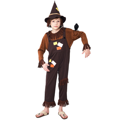 万圣节儿童cos儿童背带裤稻草舞台表演服装男童角色扮演scarecrow