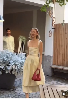 美国代购elsahosk同款夏季2023新款度假风褶皱收腰吊带裙长裙