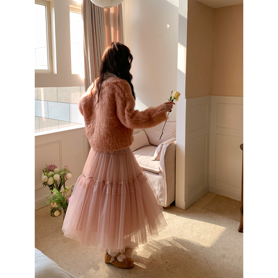 Even一雯【日落时分半裙】韩系高智感温柔百搭甜美精致网纱半裙