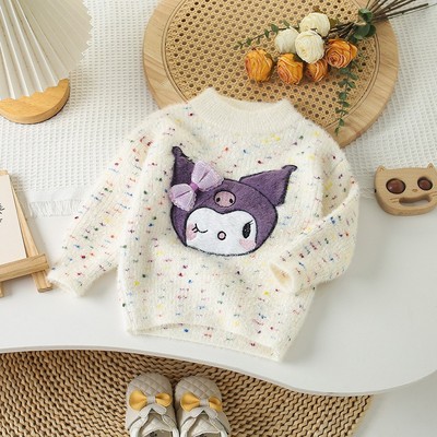 三折品牌撤柜童装冬款中小女童彩色花线爱心针织上衣加厚毛衣