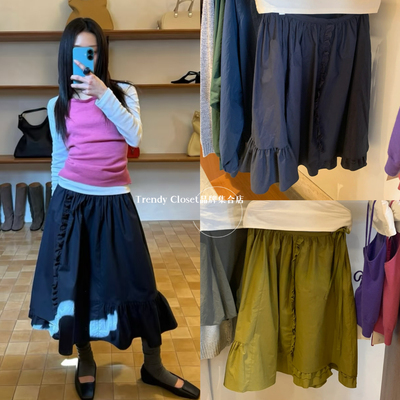 买手店 smoothmood 2025夏季新款 belles复古蕾丝花边 褶皱半身裙