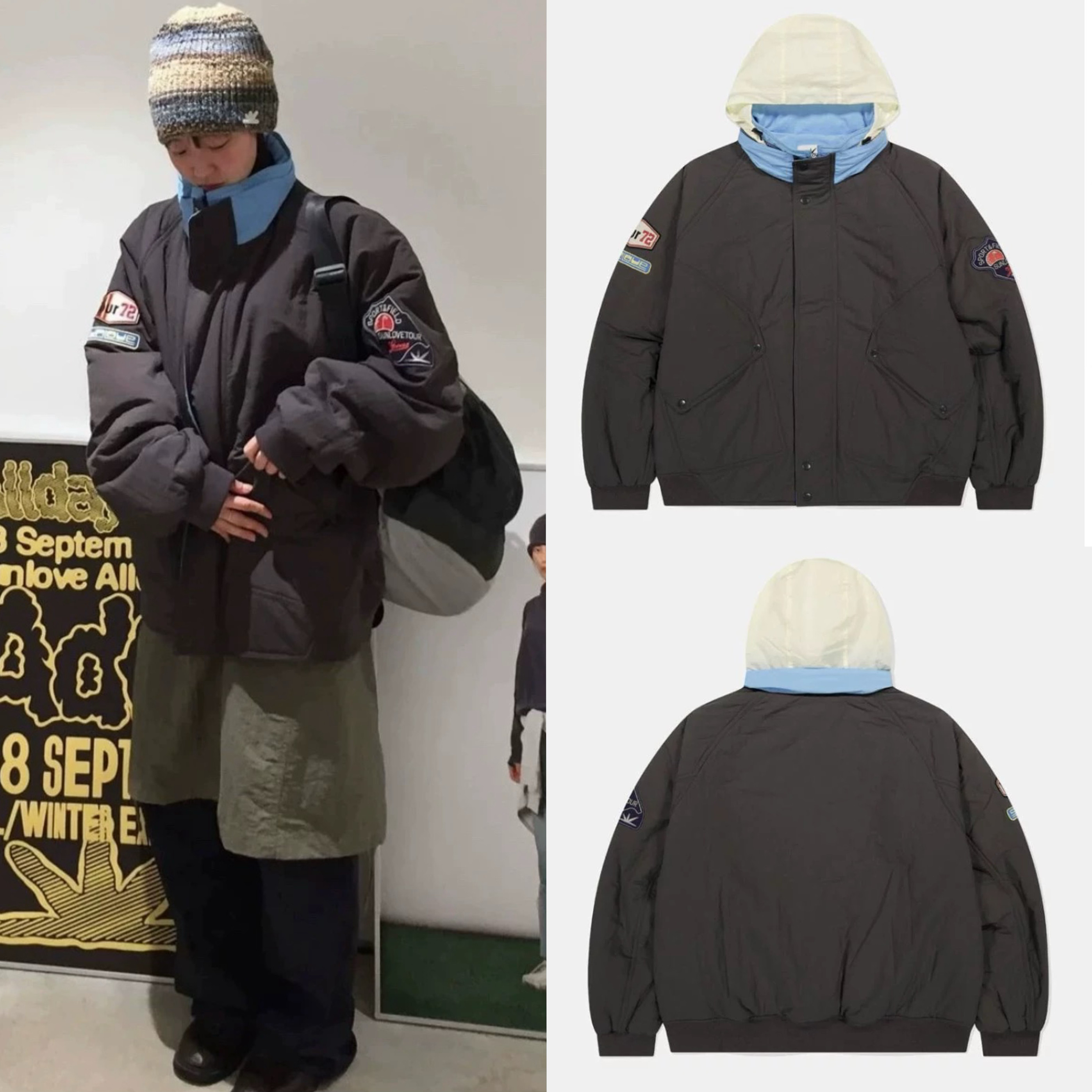 北京现货 sunlove 24冬季新款 运动风保暖可拆卸连帽棉服夹克外套