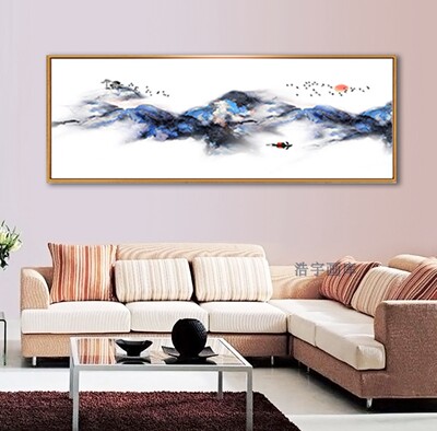 抽象风水墨画卧室客厅背景墙