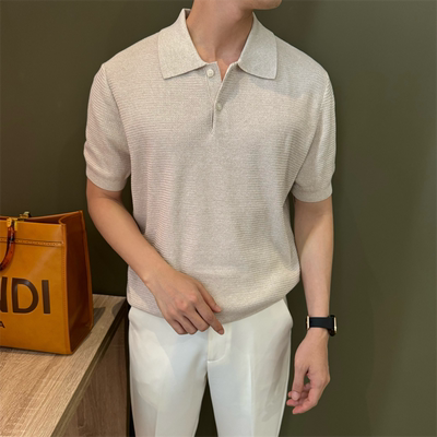 天丝亚麻意式老钱透气polo衫男