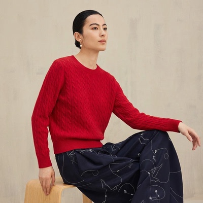 羊绒羊毛圆领打底毛衣女