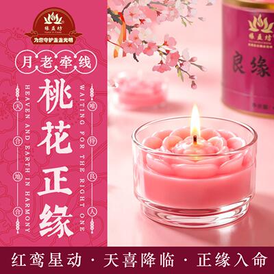 姻缘灯月老牵红线长明灯桃花早脱单正缘显化助缘粉色良人蜡烛酥油