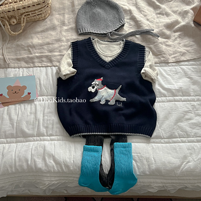 ins韩版婴儿春秋季超萌可爱卡通针织马甲男女宝宝毛衣儿童背心潮