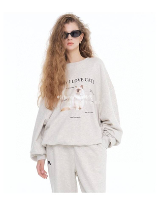 直邮正品李帝努同款燕麦卫衣套装