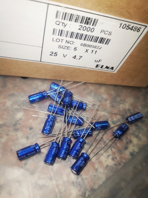10只=2元 25V4.7UF/25V  蓝袍伊娜 ELNA发烧电解电容器RE3/2 5*11