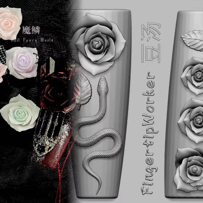 【FingertipWorker】联名豆汤常用立体超精致小众玫瑰模具小蛇