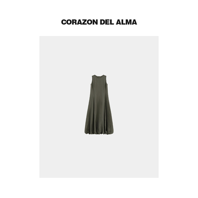 花苞下摆无袖微收腰连衣裙