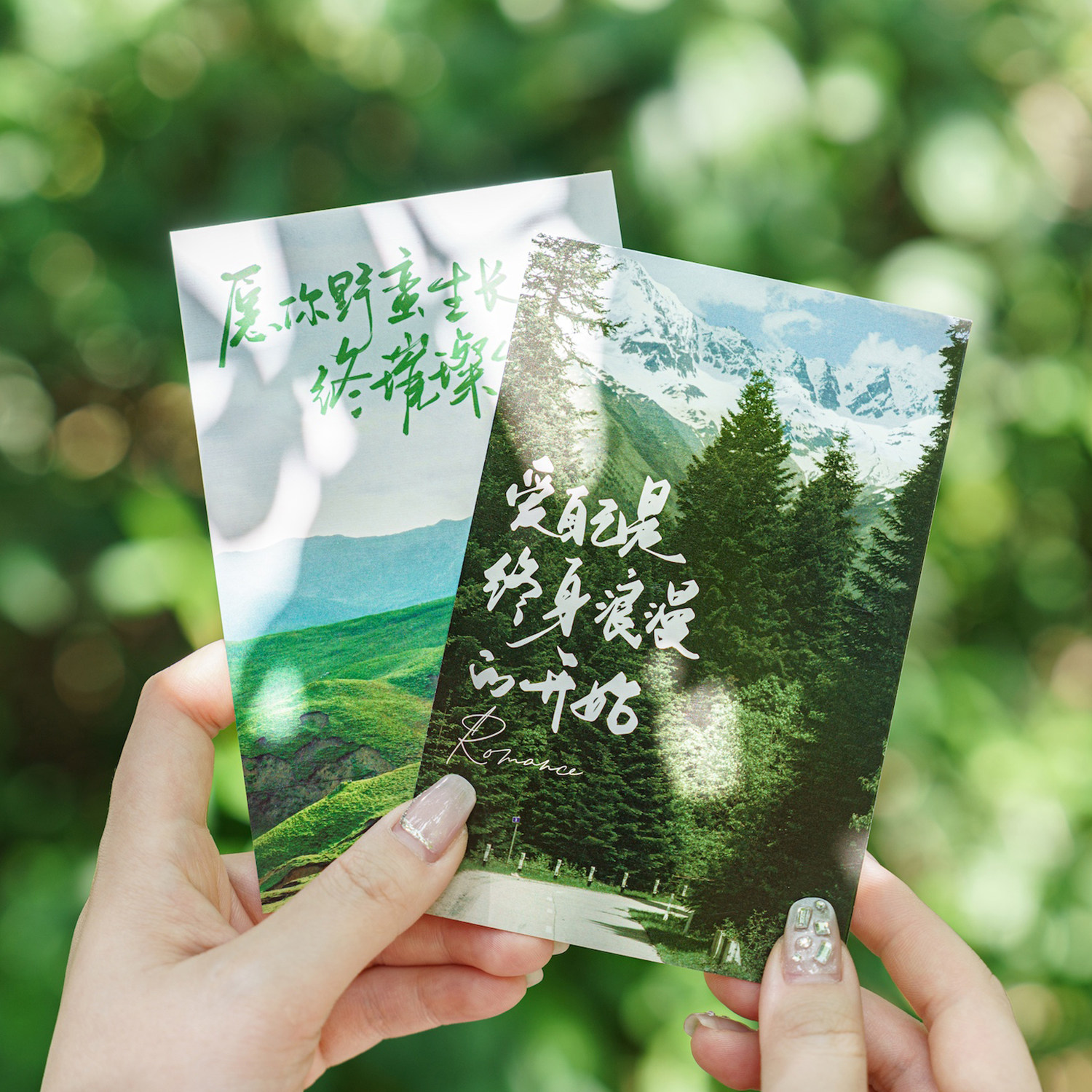 祝你逃出苦难向春山治愈风景文艺明信片简约ins风生日贺卡小卡片