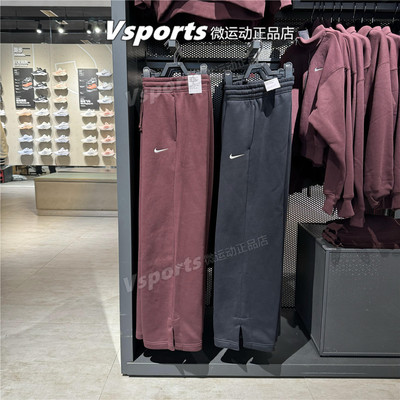 耐克女裤2025秋冬季加绒运动休闲宽松直筒长裤IH1012-010-667-652