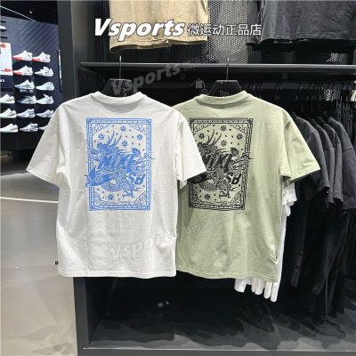 正品耐克短袖男2024新款运动休闲印花宽松圆领T恤 FQ3720-386-100