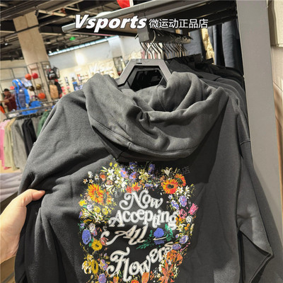 正品耐克卫衣女子2026宽松运动背后图案针织连帽套头衫HV8103-010