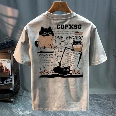 奥特莱斯~专柜清仓捡漏2026夏季港风男士短袖T恤复古chic休闲上衣