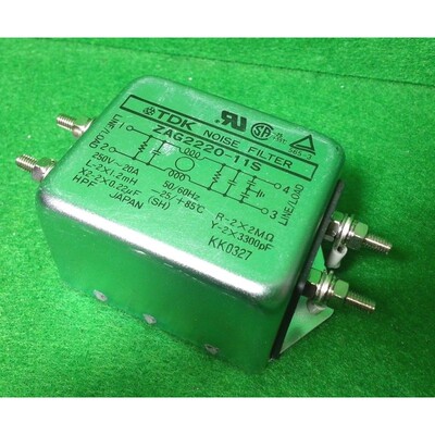 TDK ZAG2220-11S NOISE FILTER 250VAC 20A , USED